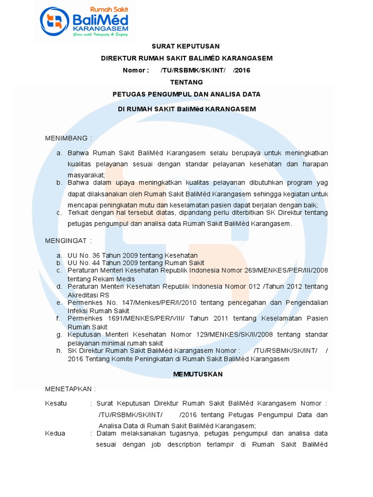 SK Petugas Pengumpul Data | PDF