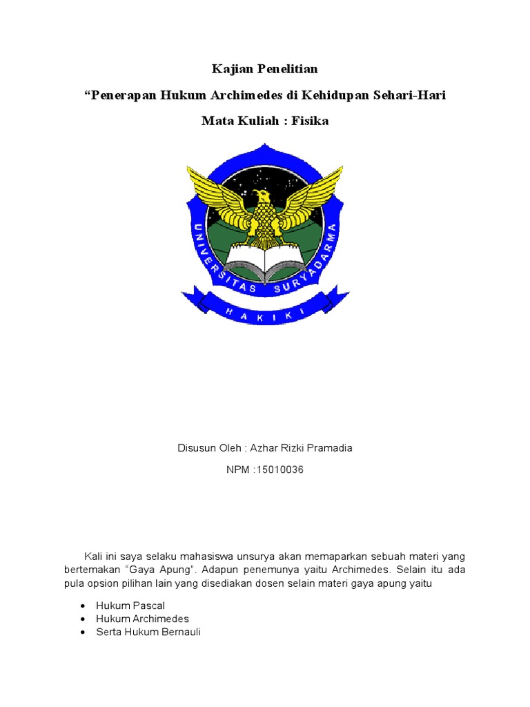Contoh Gaya Apung dalam Kehidupan | PDF