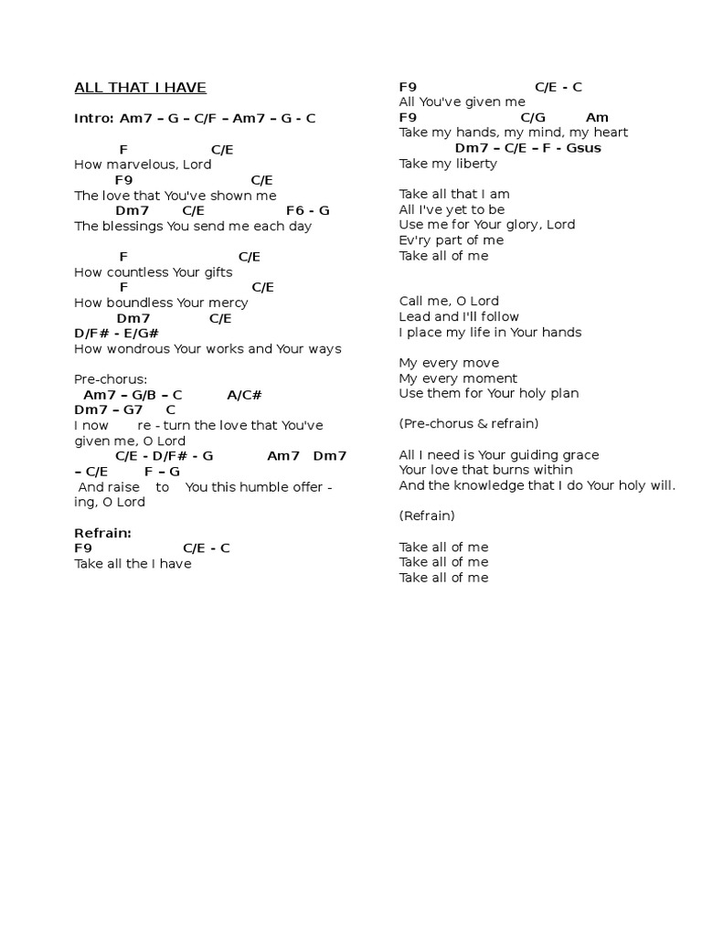 All That I Have - Hangad | PDF