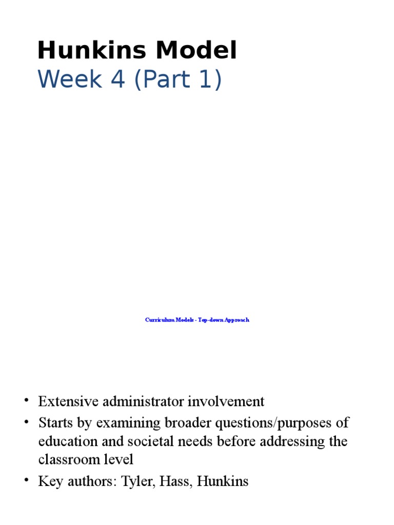Hunkins Model: Top-Down Curriculum | PDF