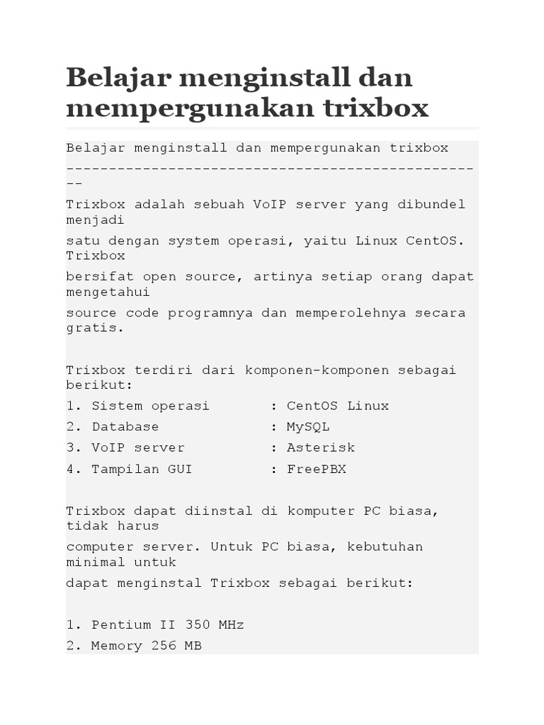 Panduan Instalasi Trixbox VoIP | PDF