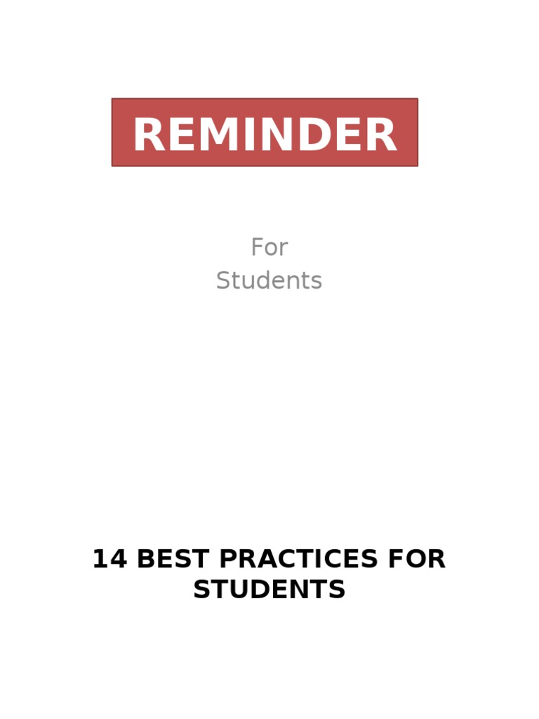 Reminder For Students | PDF | Academic Term