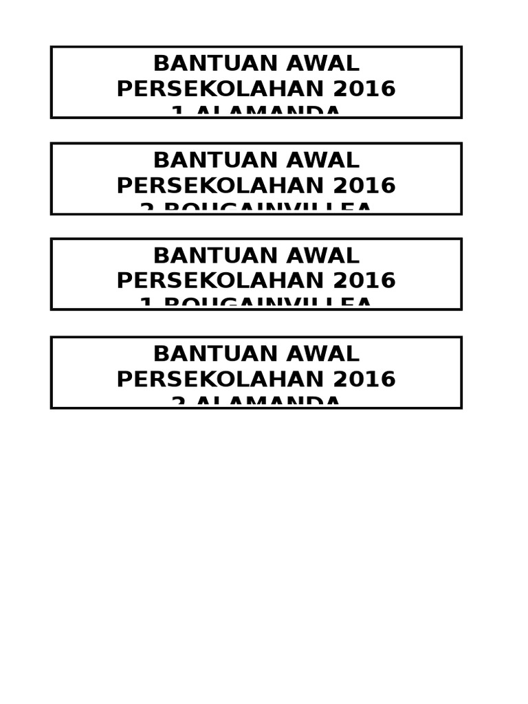 Label Bantuan Awal Sekolah | PDF | Wellness