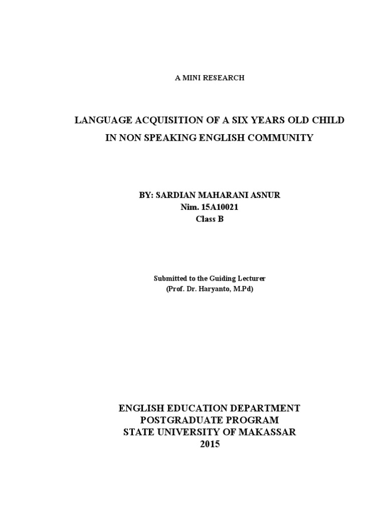 Qualitative Mini Research | PDF | Language Acquisition | Second Language