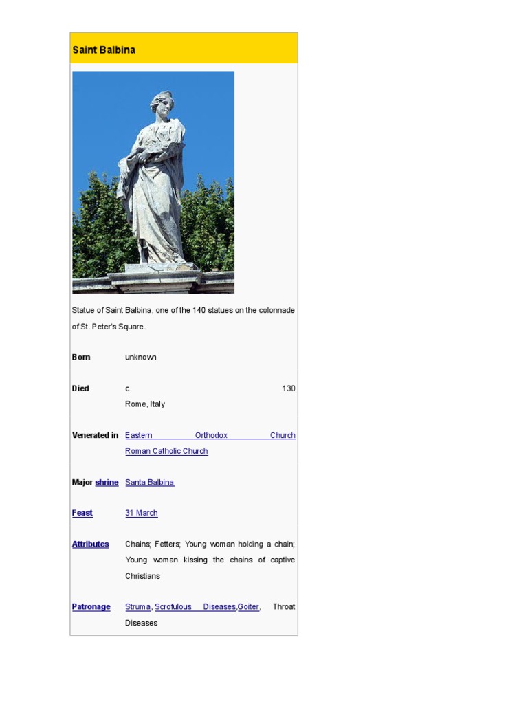 Saint Balbina Statue | PDF | Ancient Mediterranean Religions ...
