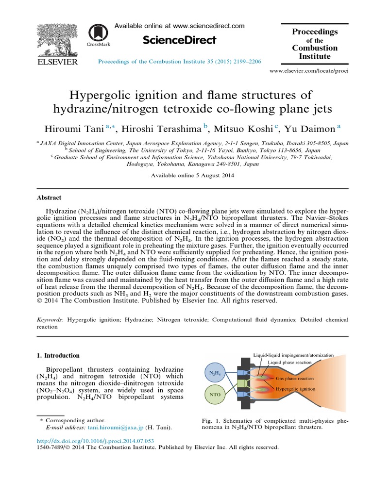 Hypergolic Ignition and Flame Structures of Hydrazine - Nitrogen ...