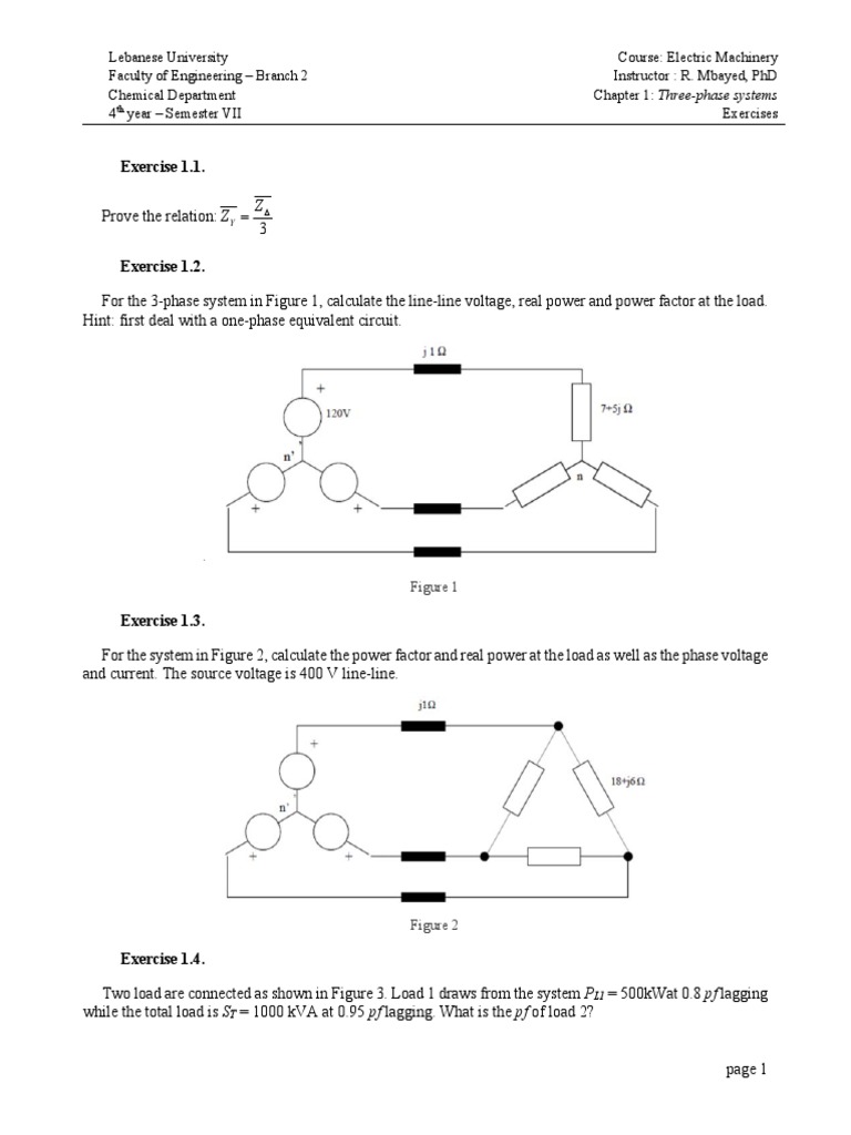 Chapter 1 Exercises PDF | PDF | Ac Power | Transformer