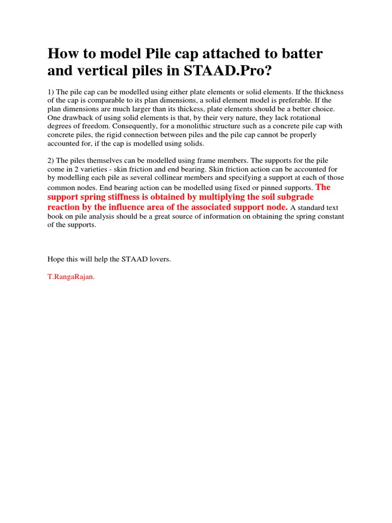 How To Model Pile Cap Attached To Batter and Vertical Piles in STAAD ...
