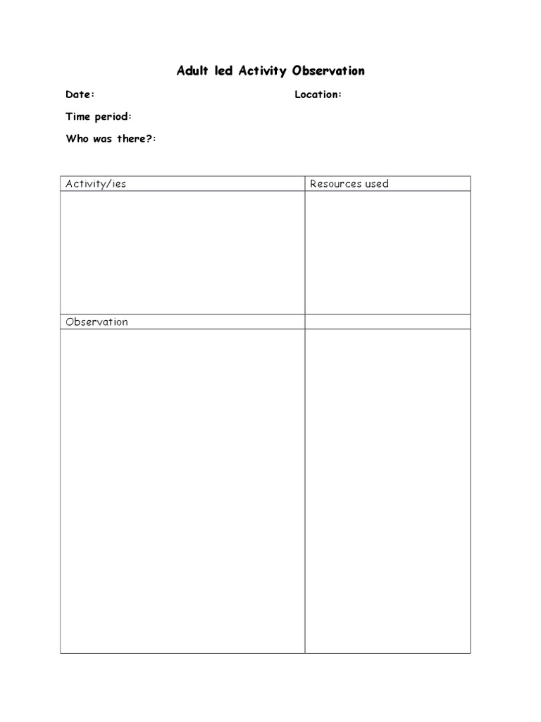 Adult Led Activity Observation | PDF | Career & Growth | Science ...