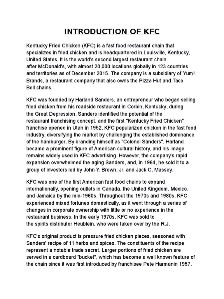 Introduction of KFC | PDF