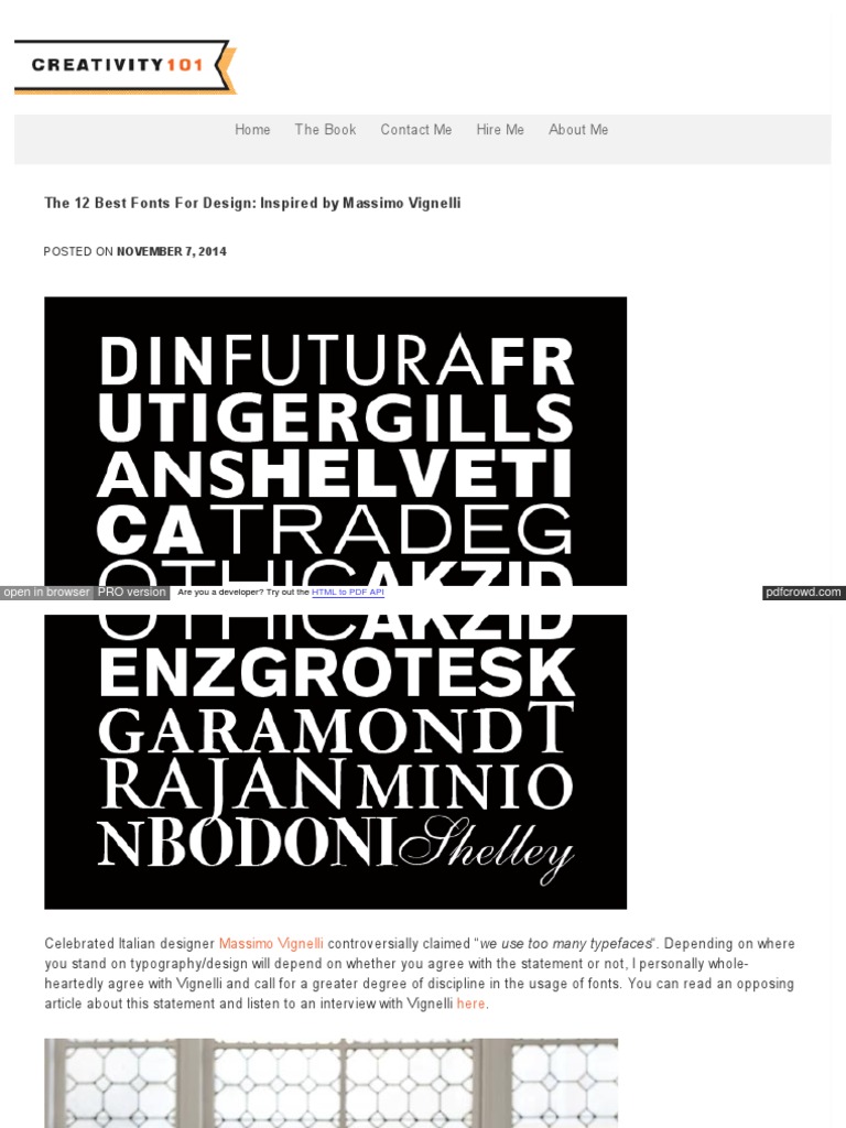 The Best 12 Fonts For Design | PDF | Helvetica | Sans Serif