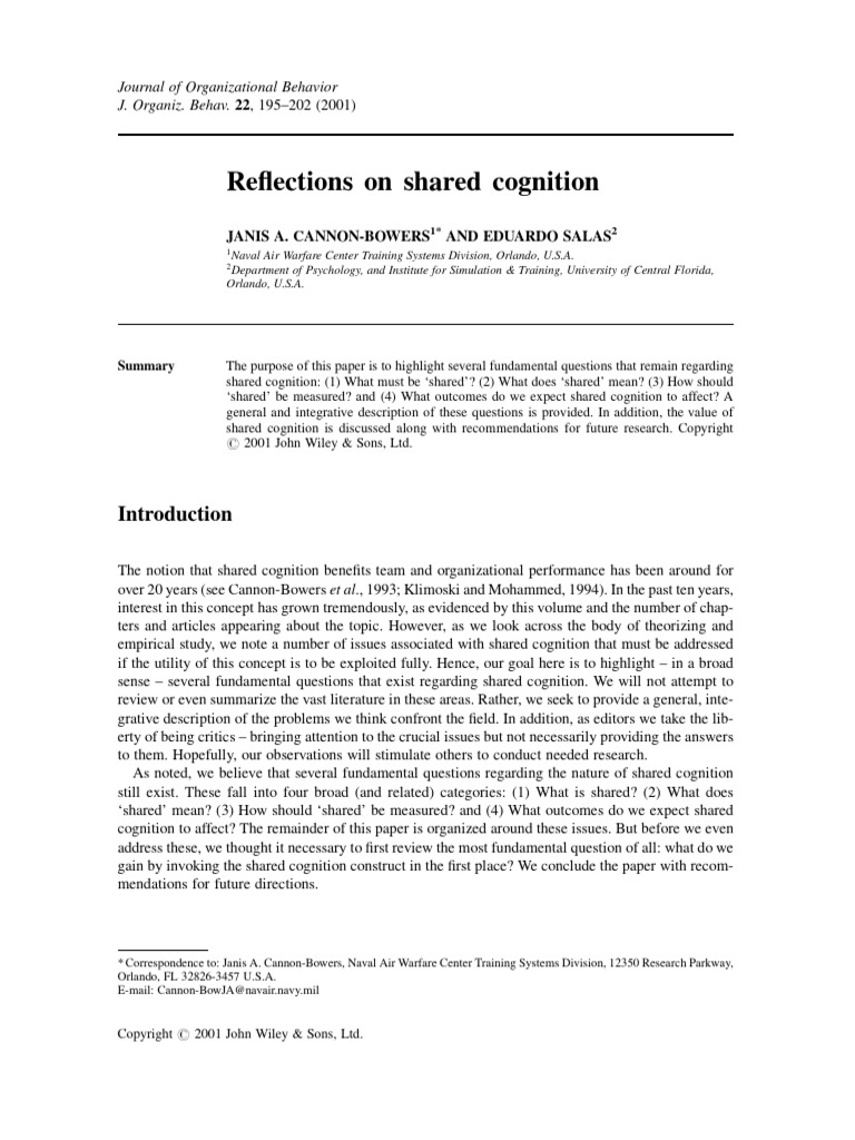 Models Cannon Bowers PDF | PDF | Attitude (Psychology) | Decision Making