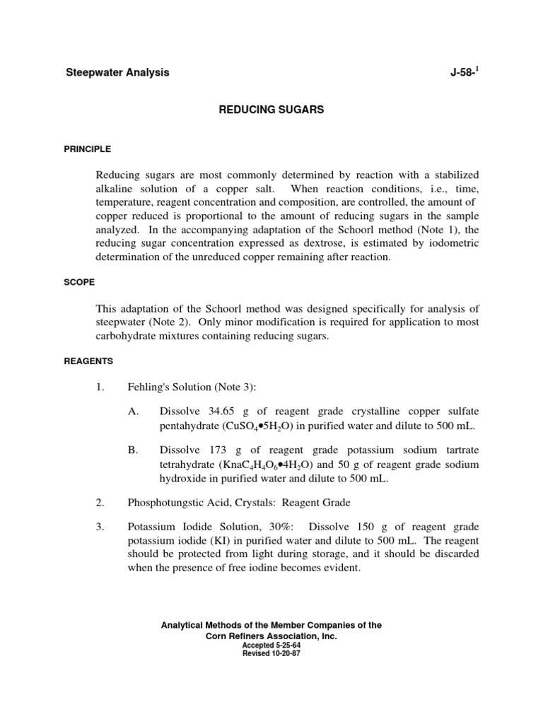 Determination of Reducing Sugars | PDF | Fermentation | Copper