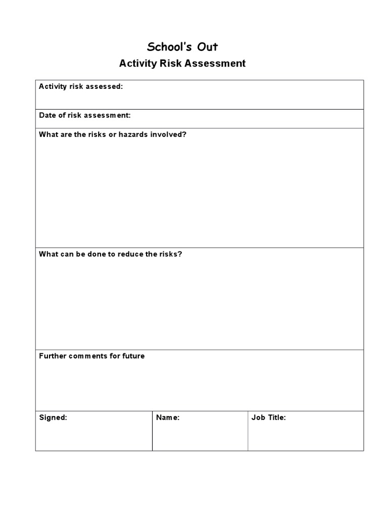 Activity Risk Assessment | PDF