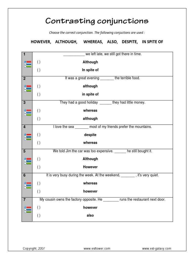 Contrasting Conjunctions | PDF