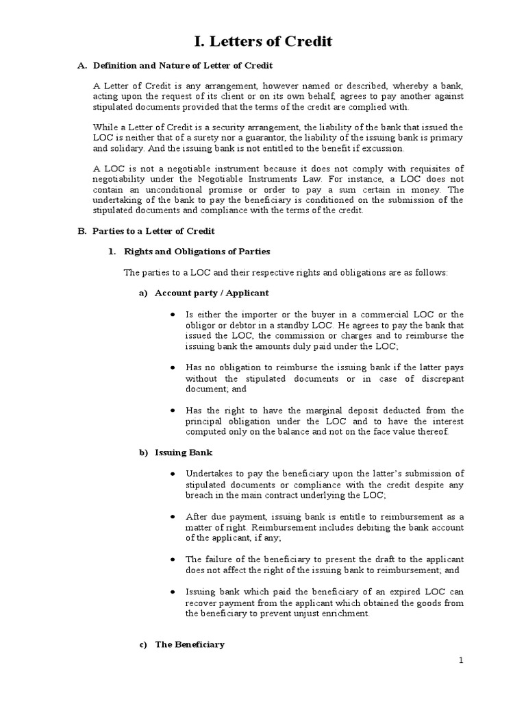 Letters of Credit and Trust Receipt Law | Letter Of Credit | Security ...