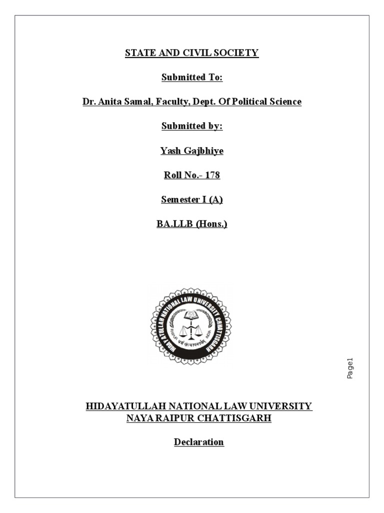 Political Science Project | Civil Society | Sociological Theories