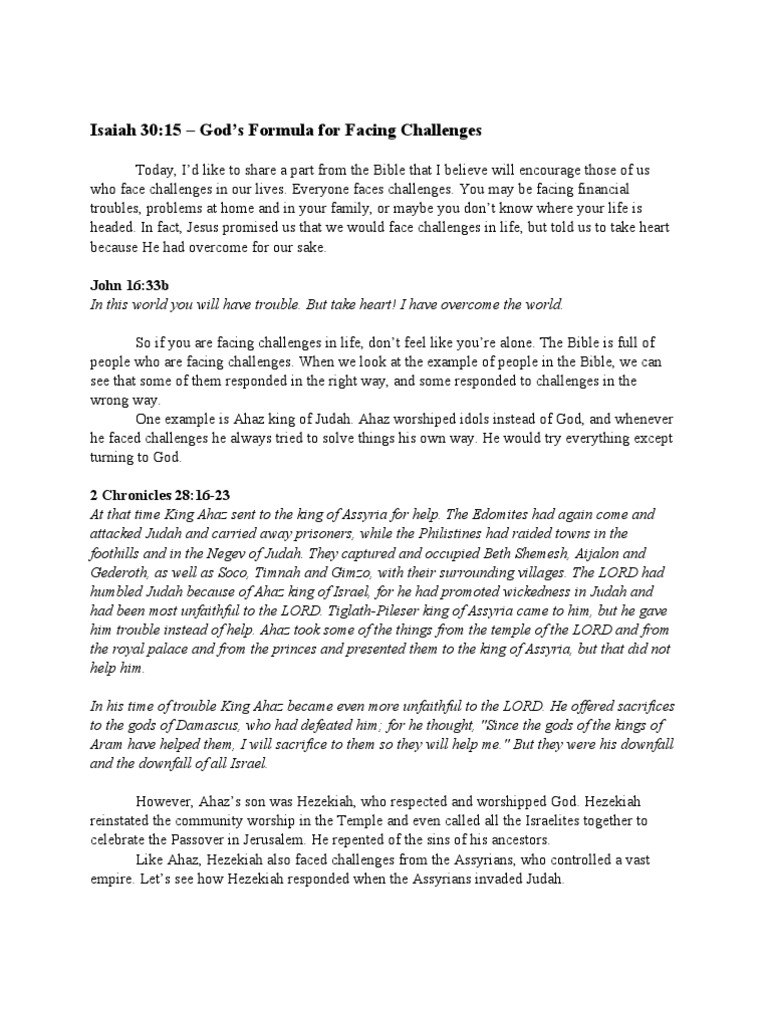God's Formula for Overcoming Challenges | PDF | Isaiah | Kingdom Of Judah