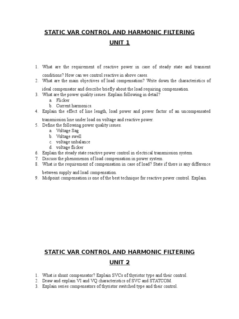 Static Var Controller and Harmonics Filtering | PDF