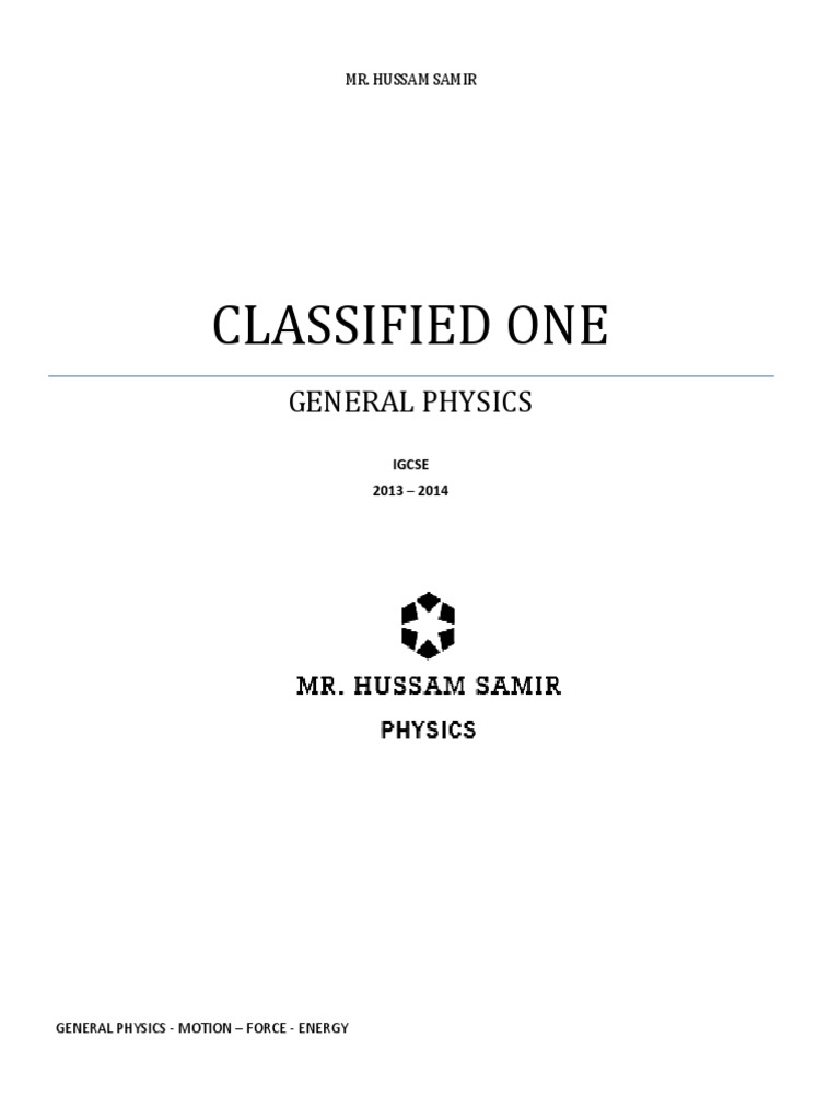 Classified IGCSE General Physics | PDF | Force | Mass