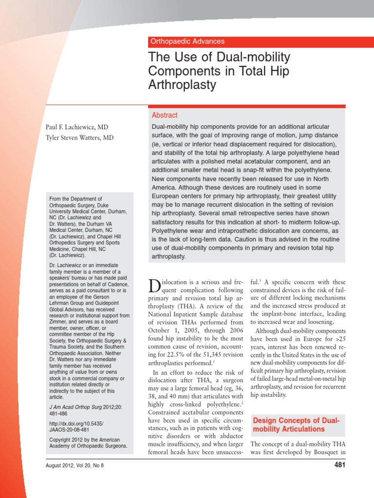 481 - The Use of Dual-Mobility Components in Total Hip Arthroplasty ...