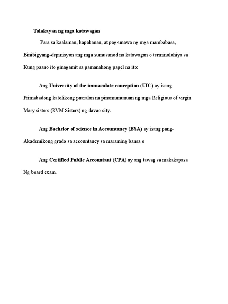 Talakayan NG Mga Katawagan | PDF