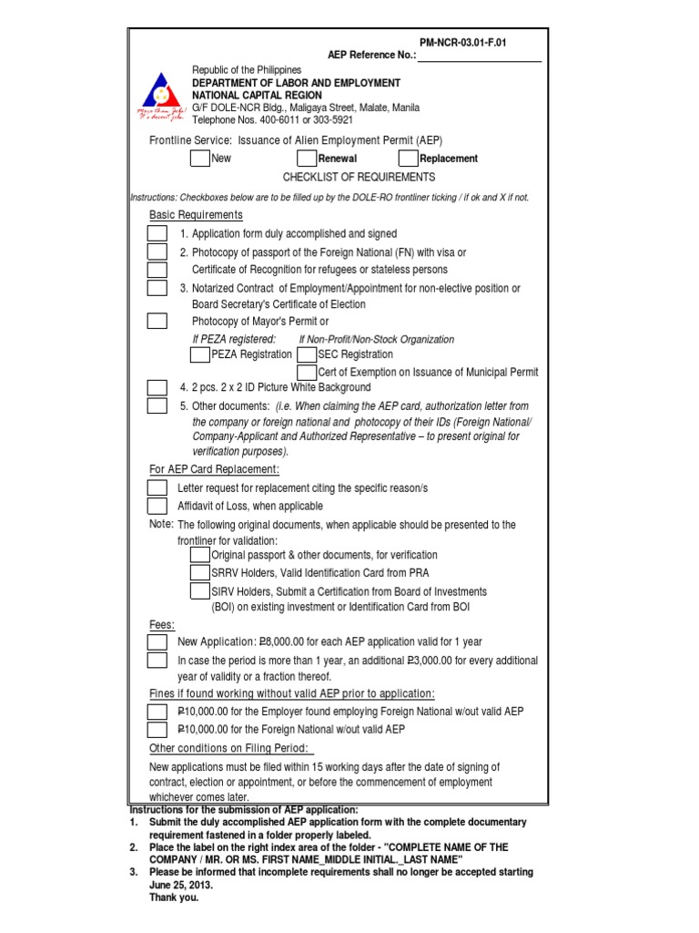 AEP Checklist | PDF | Identity Document | Government And Personhood