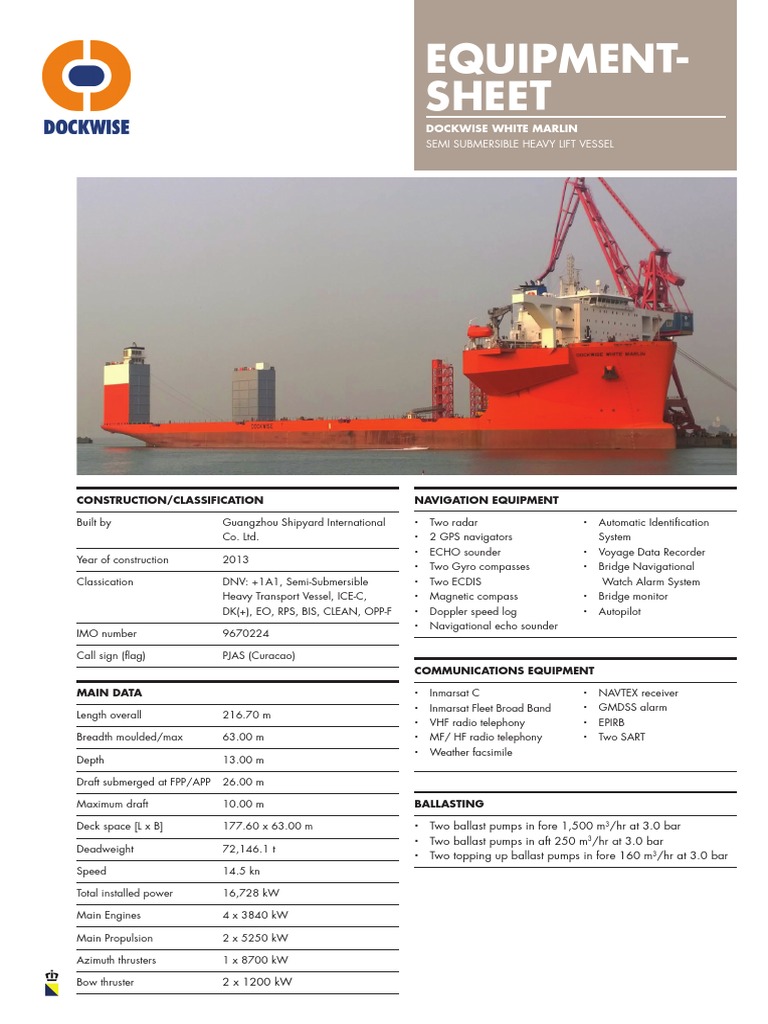 Dockwise White Marlin Specifications | PDF