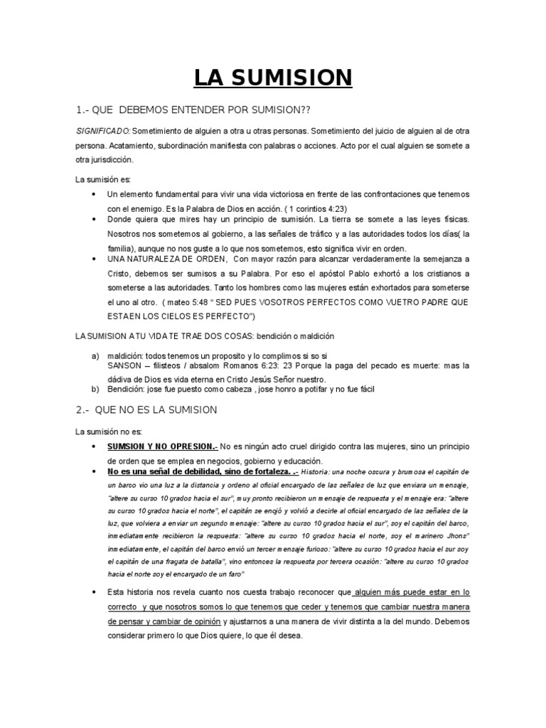 La Sumisión: Clave de Bendición y Orden | PDF | Oración | Cristo (título)