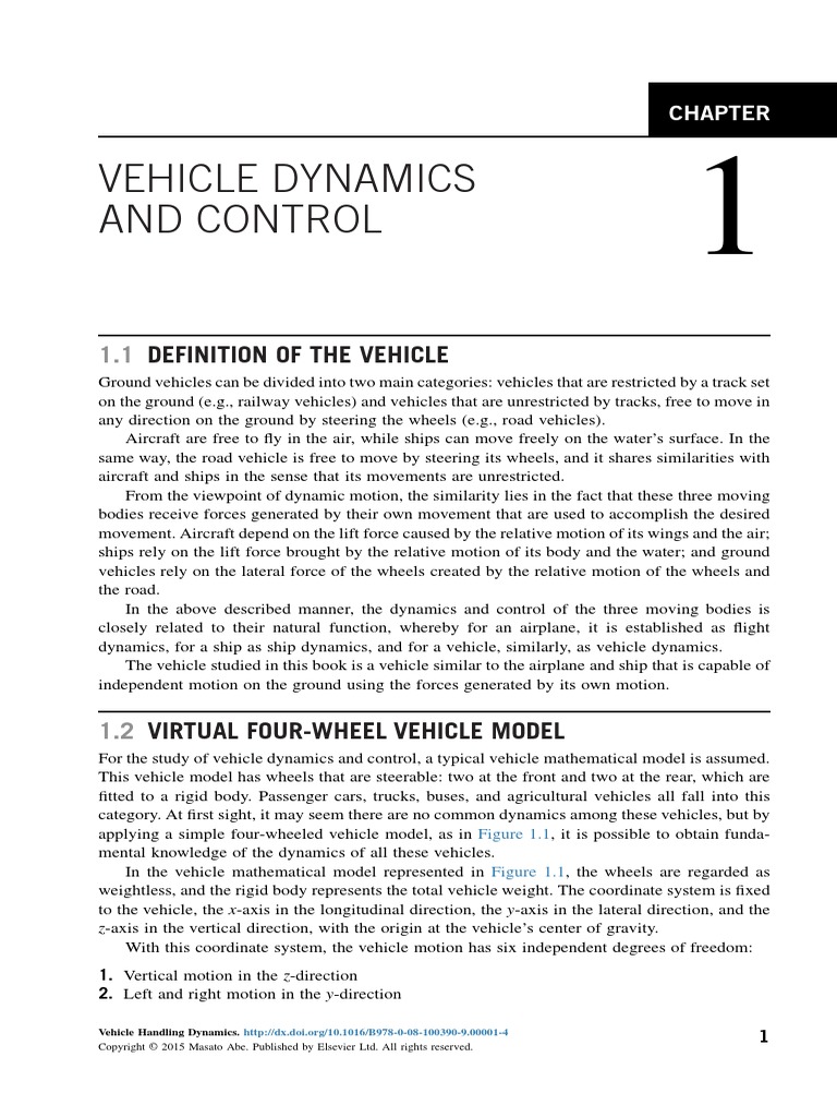 Chapter 1 Vehicle Dynamics and Control 2015 Vehicle Handling Dynamics Second Edition | PDF ...
