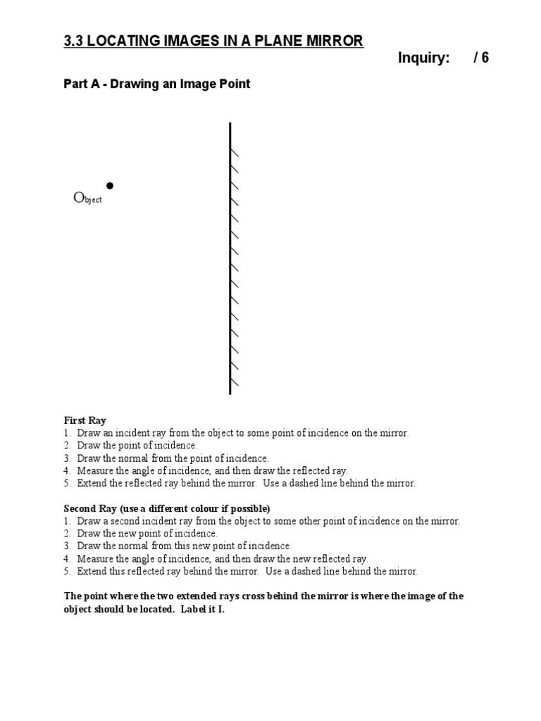 Locating Images in a Plane Mirror | PDF