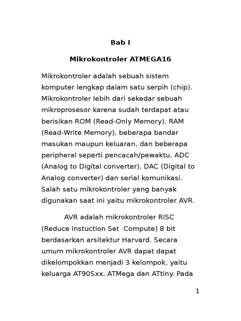 Mikrokontroler ATMEGA16: Arsitektur dan Fitur | PDF
