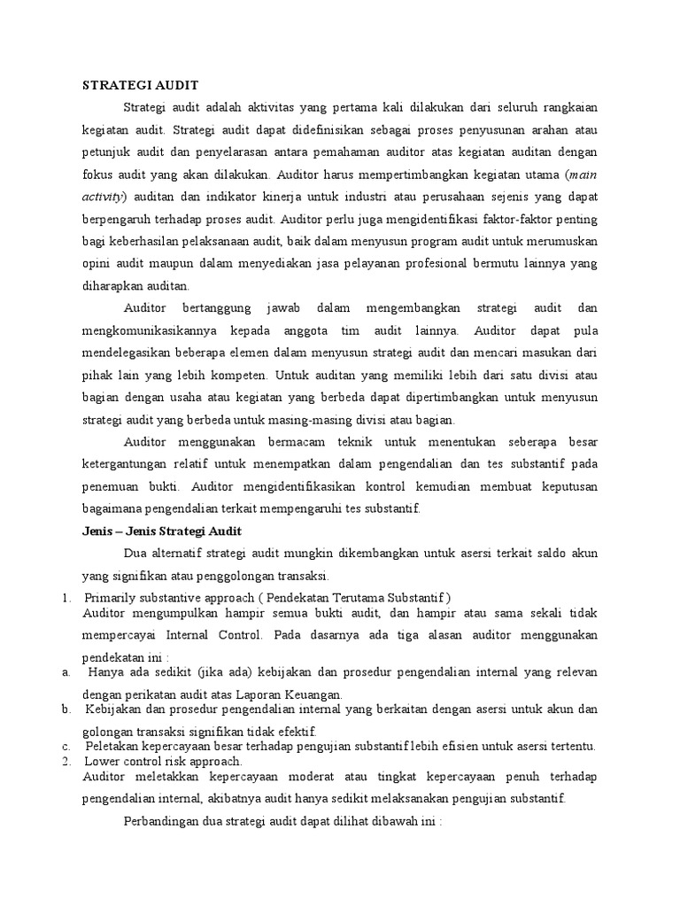 Strategi Audit dan Pendekatannya | PDF | Karier & Perkembangan ...