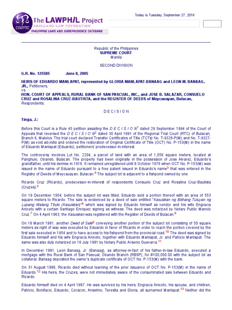 Manlapat V CA | PDF