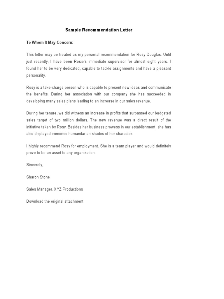Sample Recommendation Letter Template | PDF