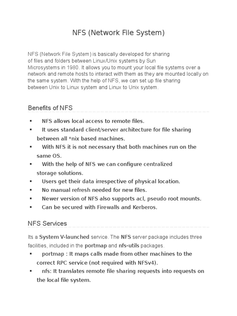 NFS (Network File System) | Download Free PDF | File System | Computer ...