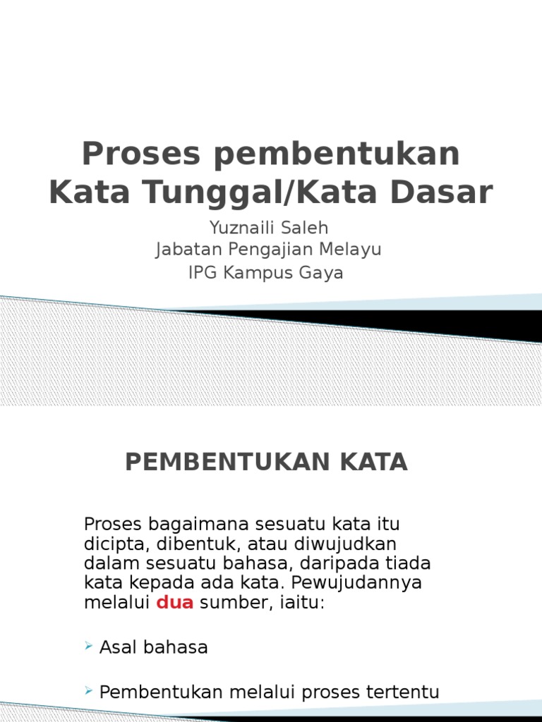 Proses Pembentukan Kata Tunggal | PDF