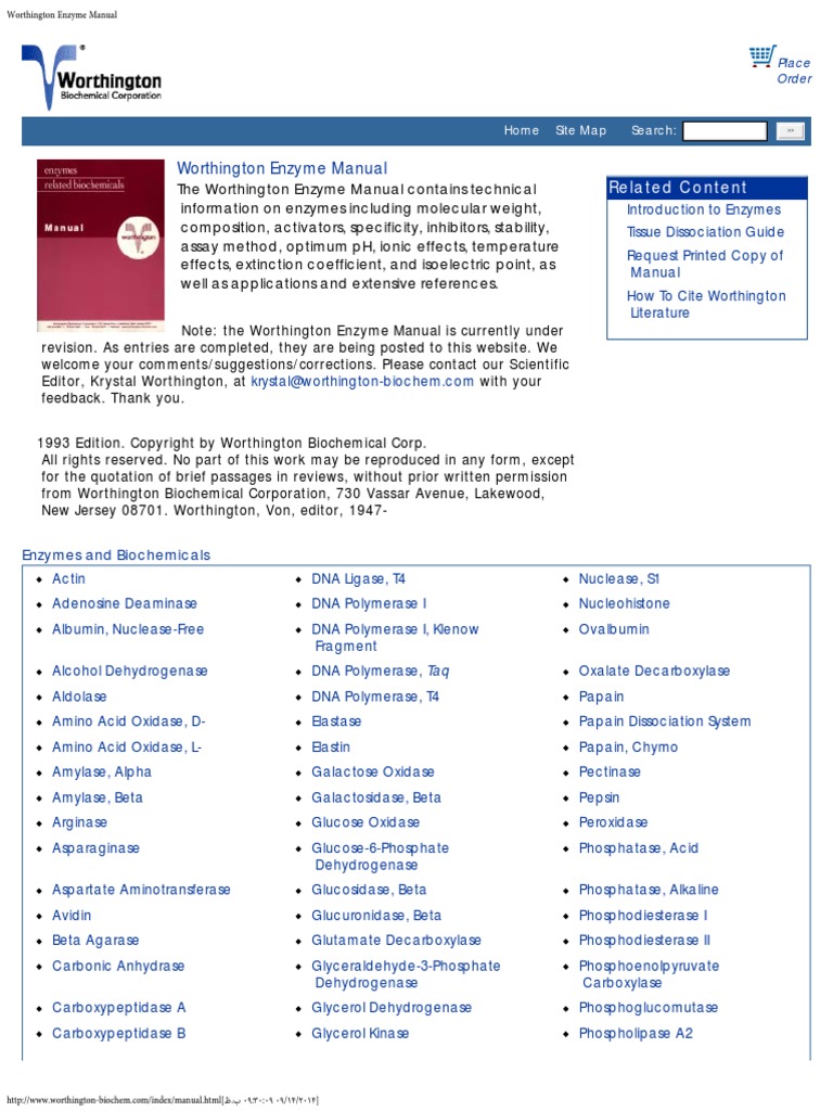 Worthington Enzyme Manual | PDF | Enzyme | Protease