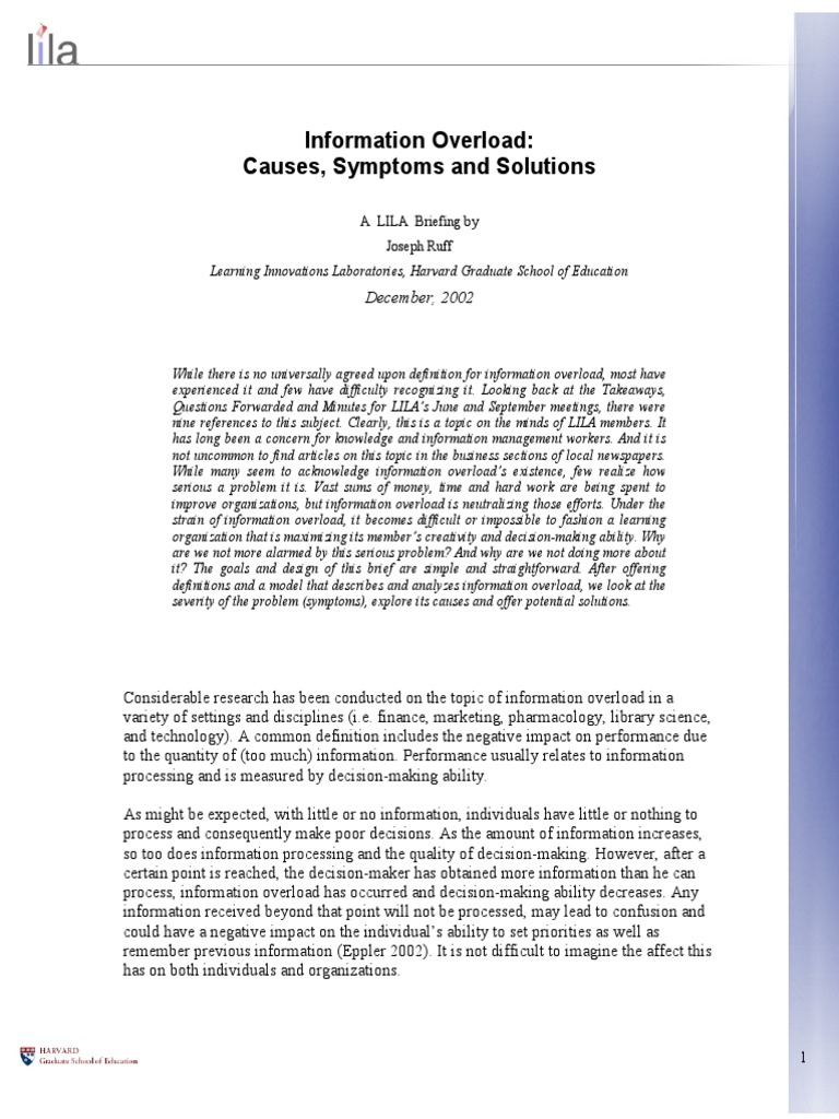 An In-Depth Exploration of the Causes, Symptoms, Impacts and Solutions of Information Overload ...