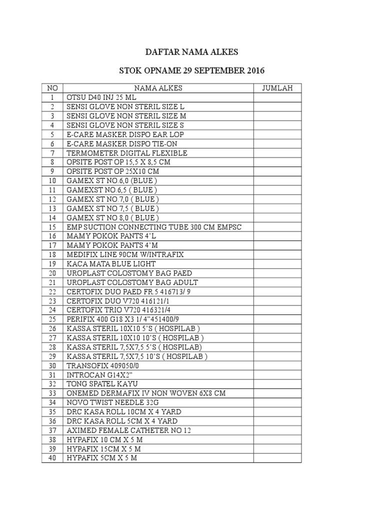 Daftar Nama Alkes - Docx Eka | PDF