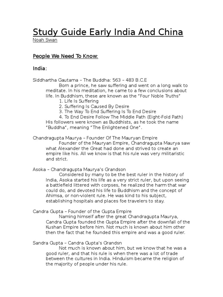 Study Guide Early India and China | PDF | Noble Eightfold Path ...