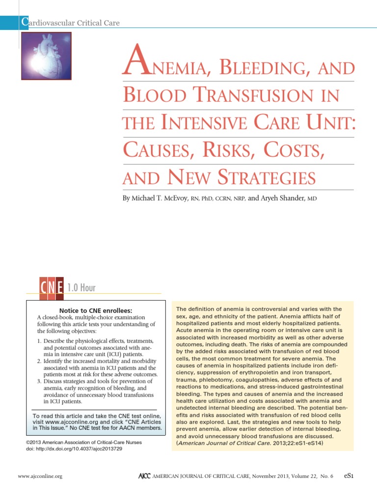 Anemia, Bleeding, and | PDF | Anemia | Blood Transfusion