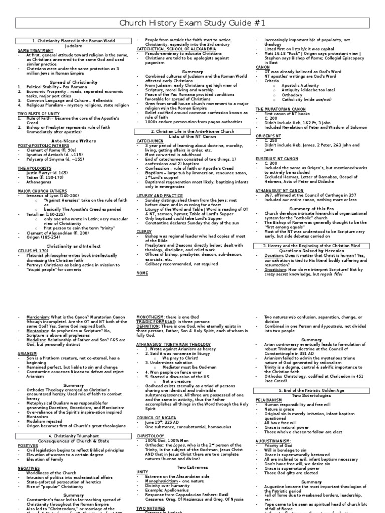 Early Church History Study Guide | PDF | Christology | Trinity