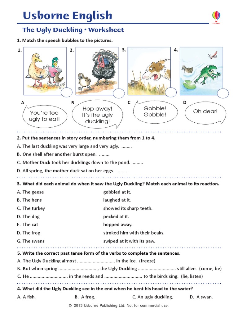 Ugly Duckling Activity Sheet