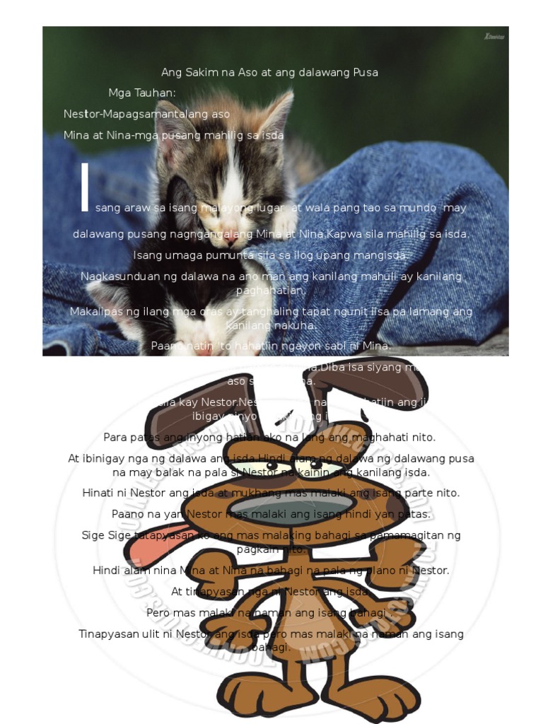 Ang Aso at Ang Dalawang Pusa | PDF