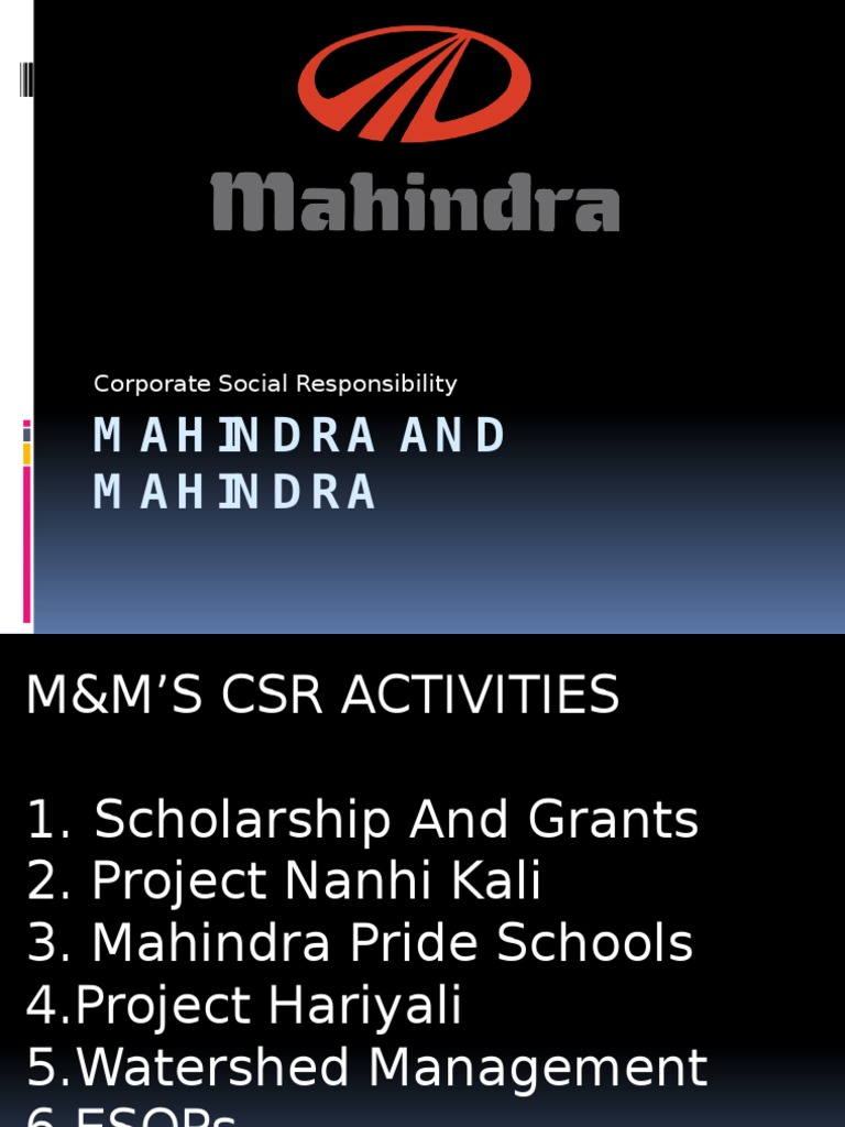 Mahindra and Mahindra: Corporate Social Responsibility | PDF
