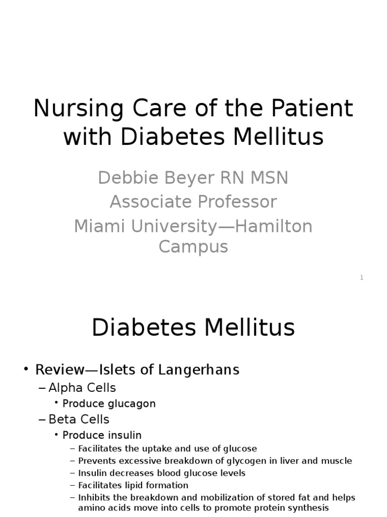 Nursing Care of The Patient With Diabetes Mellitus-2 | PDF | Diabetes ...
