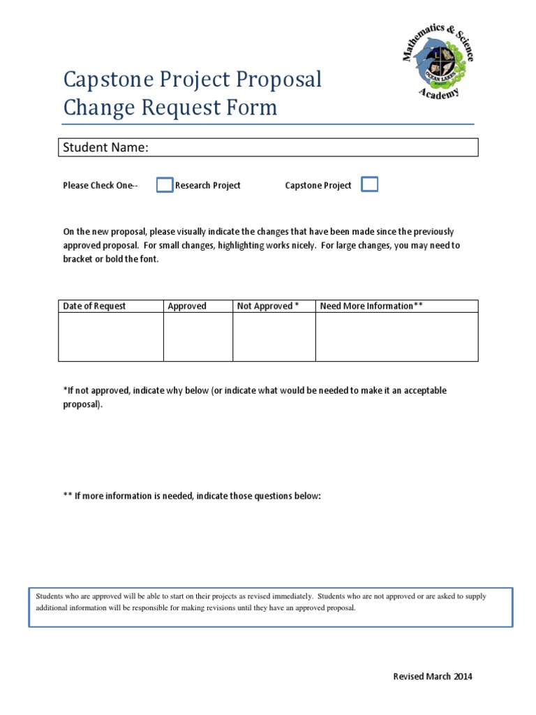 Capstone Project Change Request Form | PDF | Career & Growth