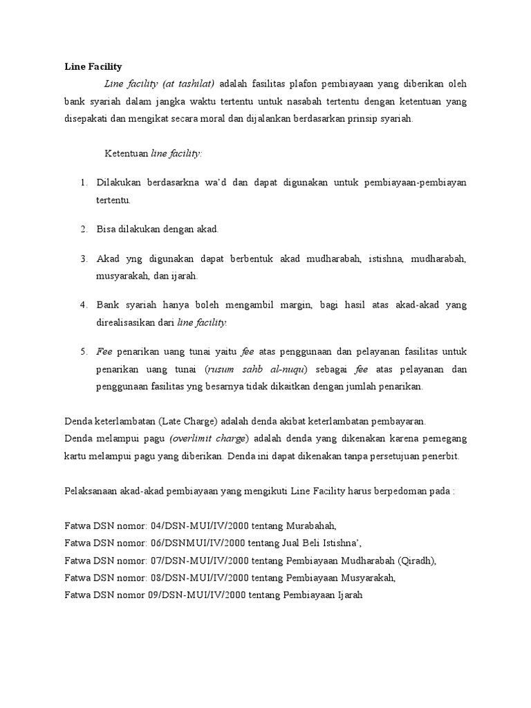 Fatwa Line Facility Syariah MUI | PDF | Pengelolaan Keuangan & Uang ...