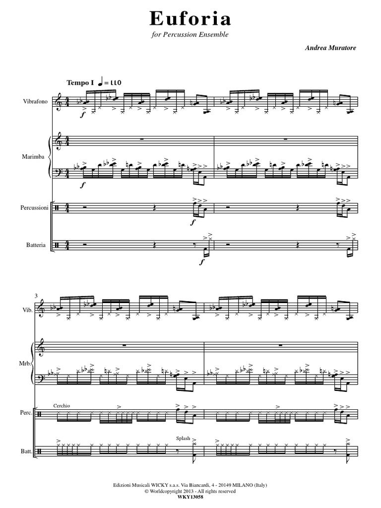 Euforia For Percussion Ensemble | PDF | Instrument de percussion ...